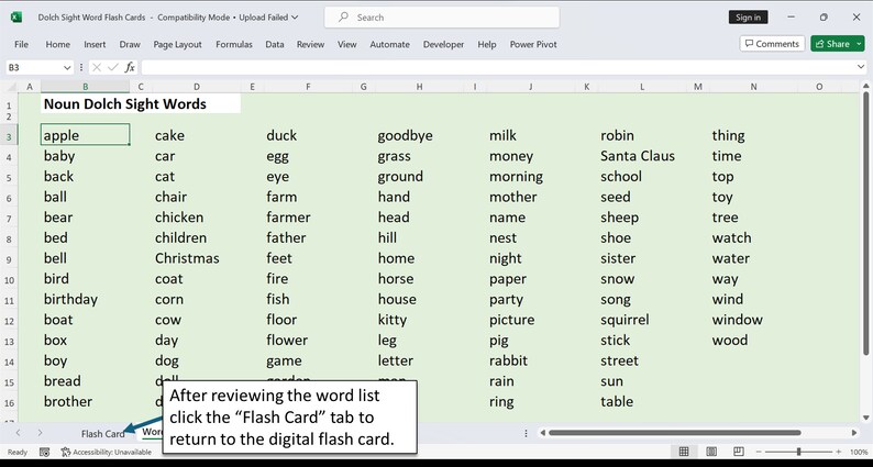 Dolch Sight Words - Digital Flash Cards - Etsy