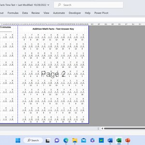 Addition Math Facts Timed Test - Etsy