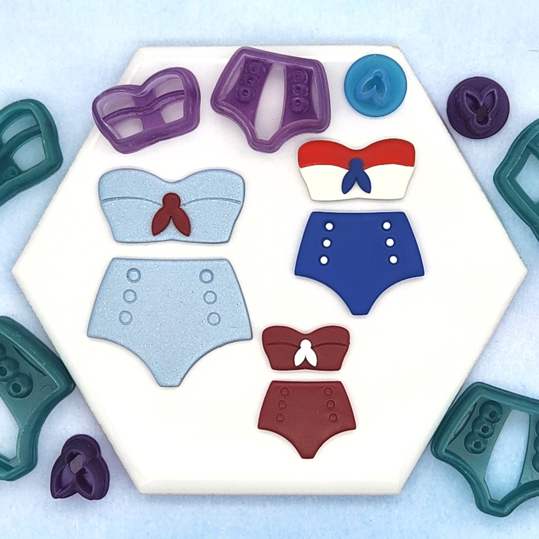 Vintage Bikini Set, Swimsuit, Summer Clay Cutter, Summer Clay Earrings ...