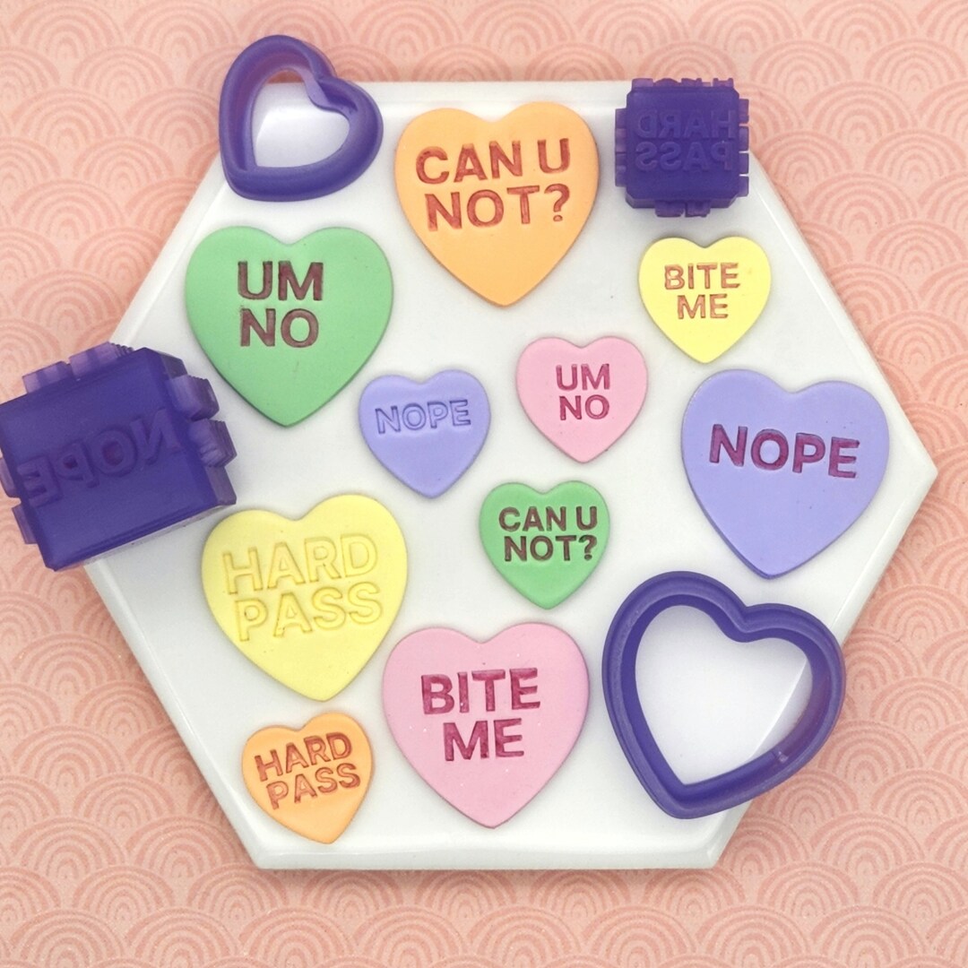 Sour Tarts Debossing Cube & Cutter, Conversation Hearts, Valentine's ...