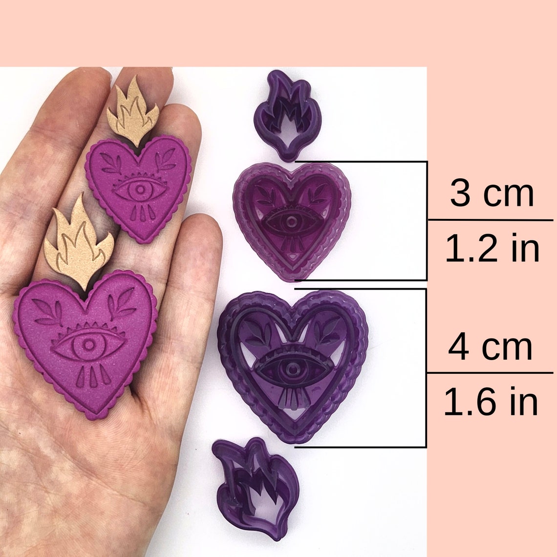 Sacred Heart, Valentine's Day Heart Clay Cutter, Polymer Clay, Clay ...
