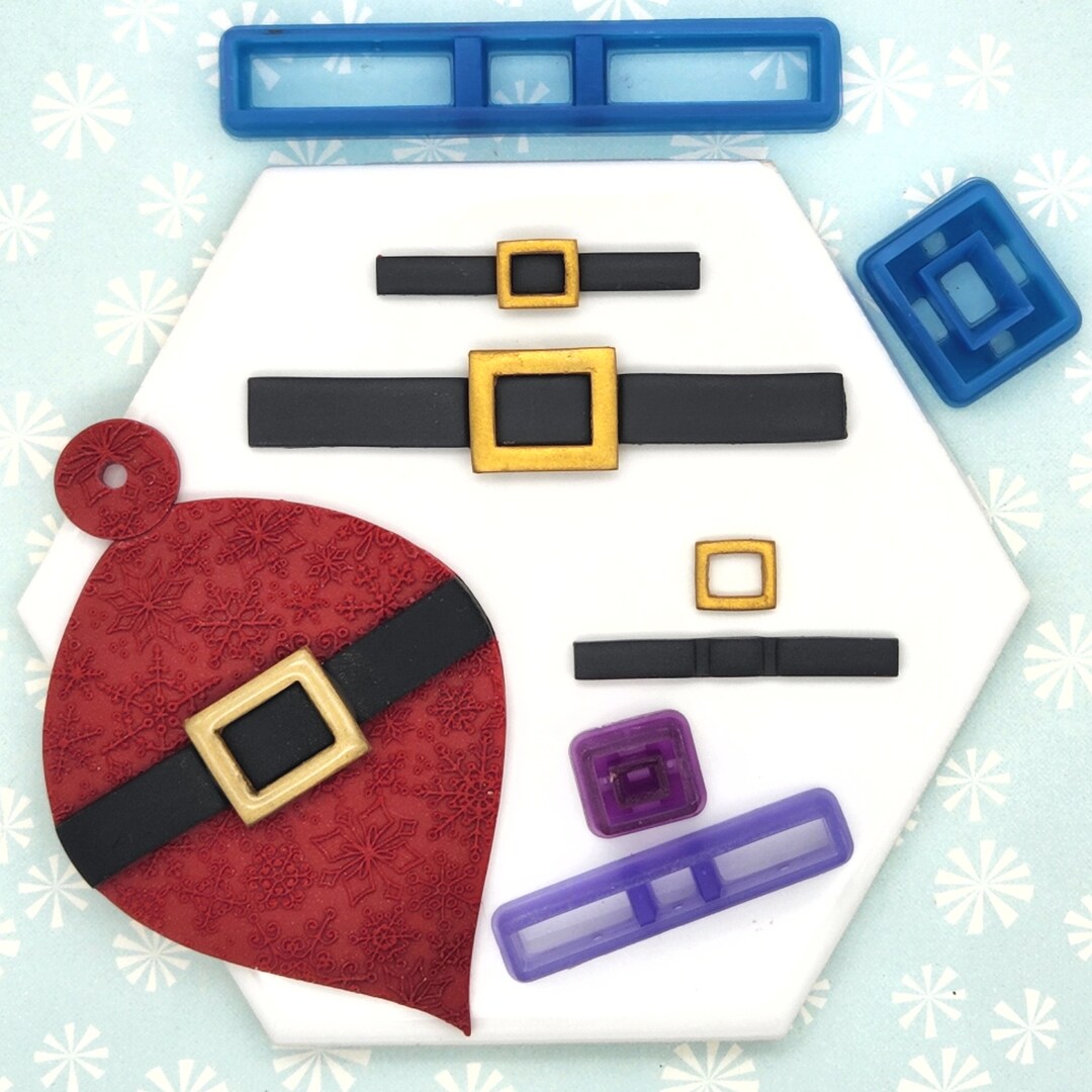 Santa Belt, Polymer Clay, Cutter Set, Santa Belt Buckle, Christmas ...