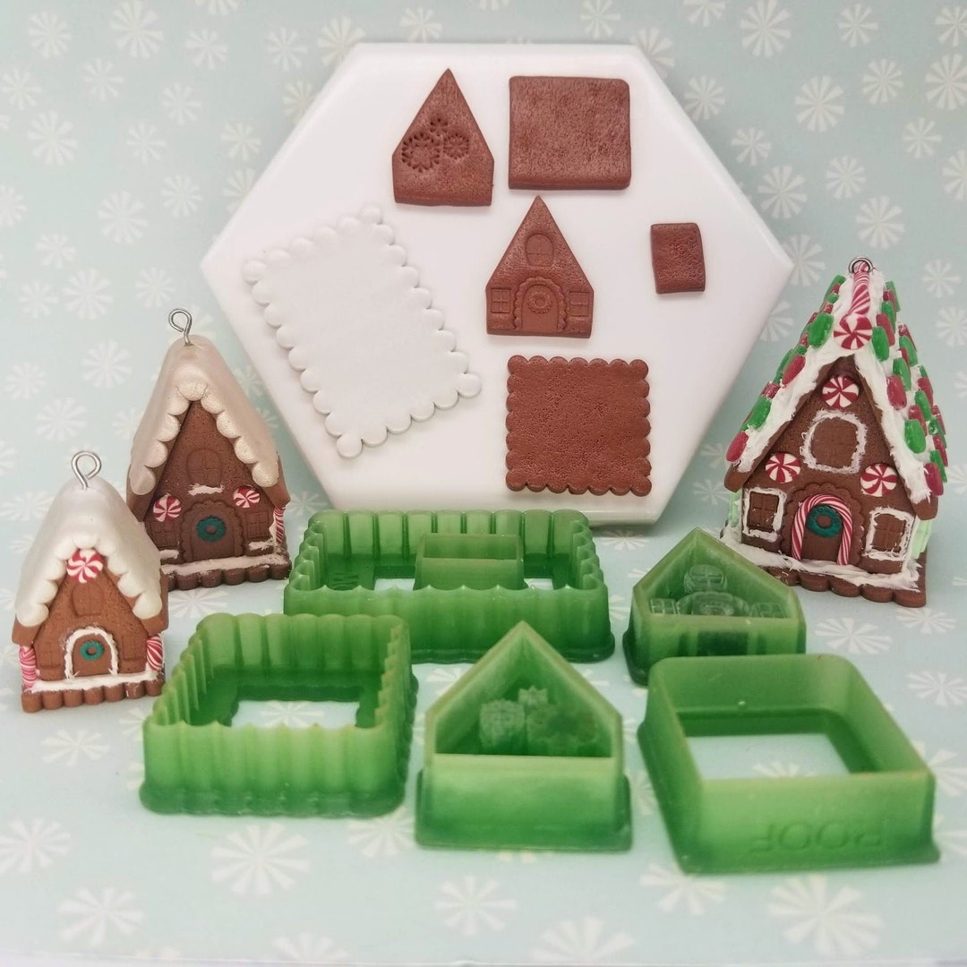3D Gingerbread House Kit, Polymer Clay Cutter Set, Gingerbread House ...