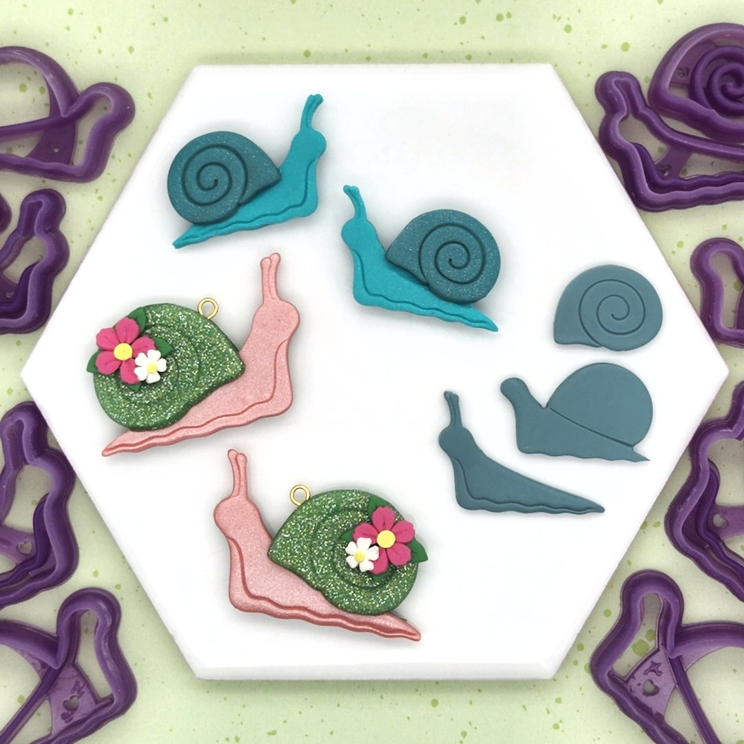 Snail - Mirrored Set, Snail Clay Cutter, Snail Clay Earrings, Polymer ...