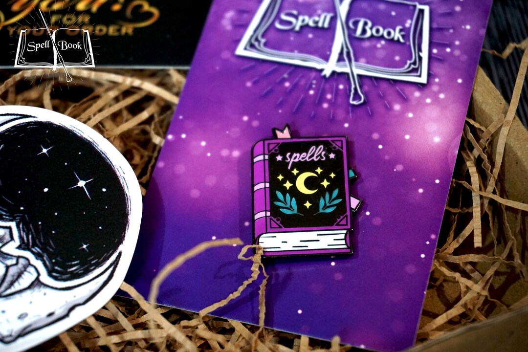 Spell Book Enamel Pin. Magic Pin Badge. Metal Badge With Pin Keeper ...
