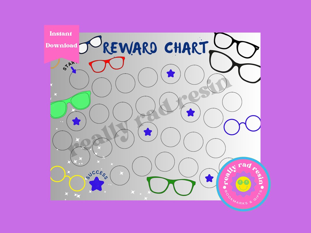 Instant Download Printable Kids Glasses or Eye Patch Reward Chart PDF ...