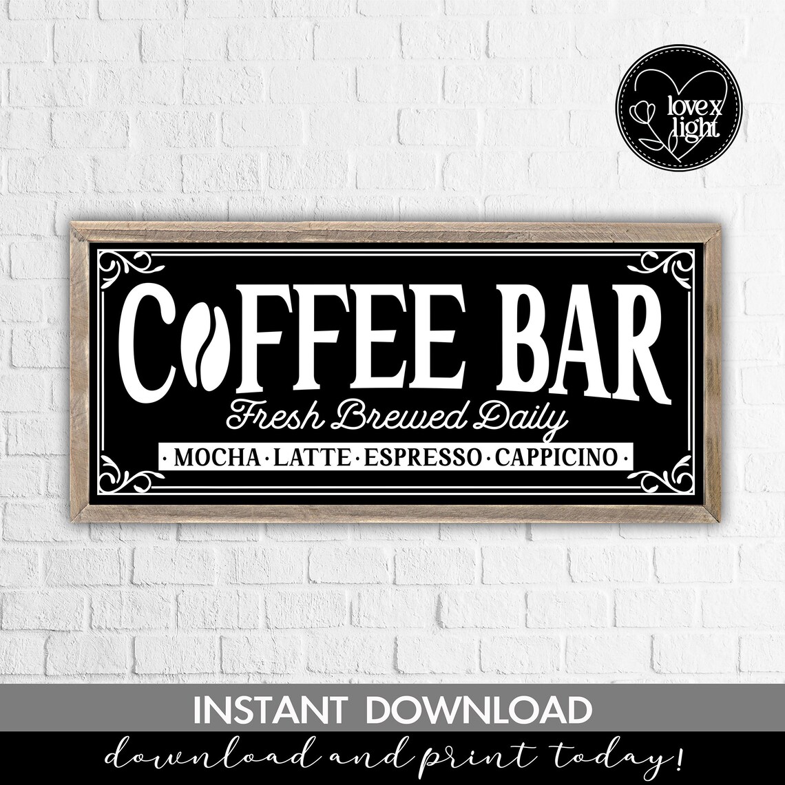 Kitchen Vintage Retro Coffee Bar Mocha Latte Fresh Brewed Wall Sign ...