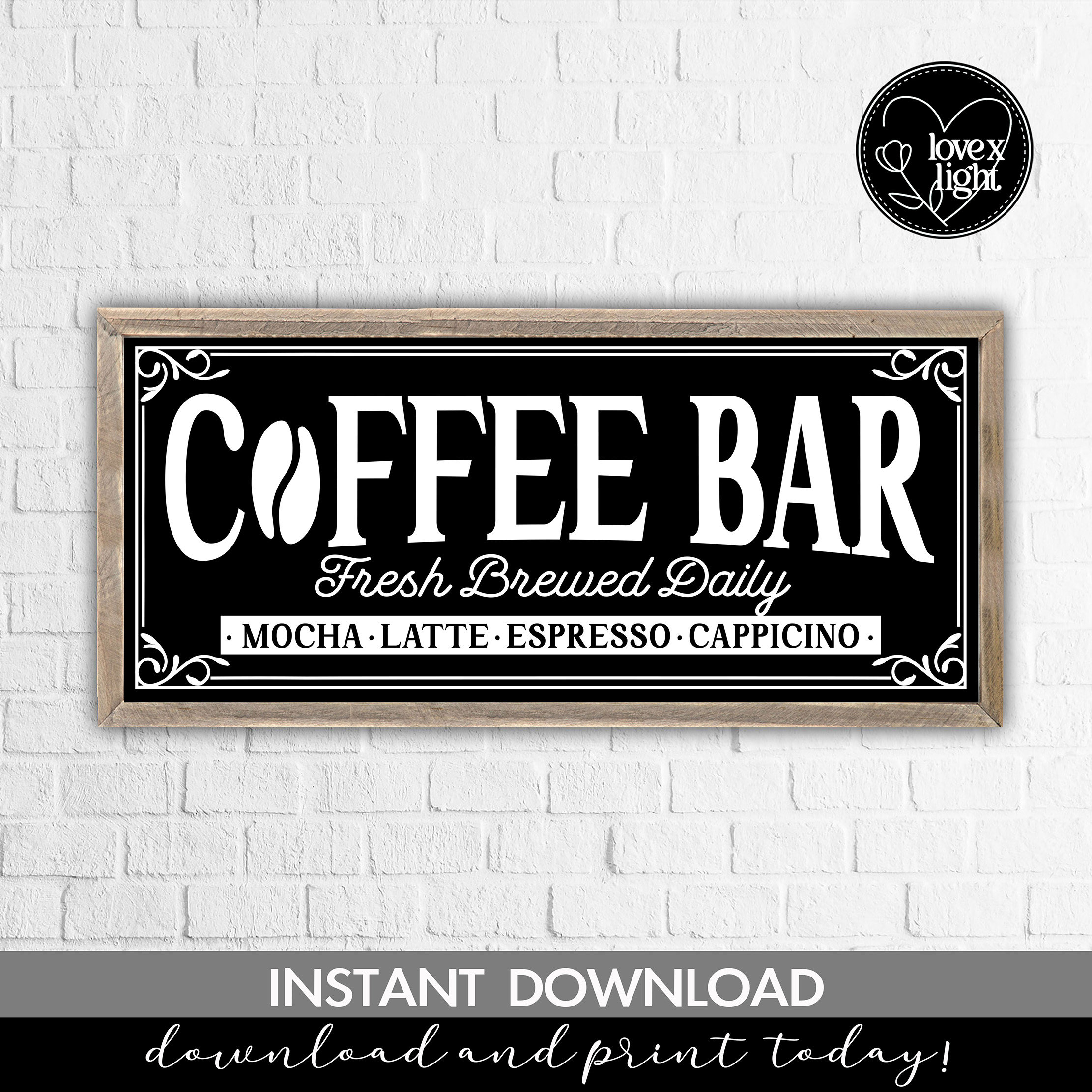 Kitchen Vintage Retro Coffee Bar Mocha Latte Fresh Brewed Wall Sign ...