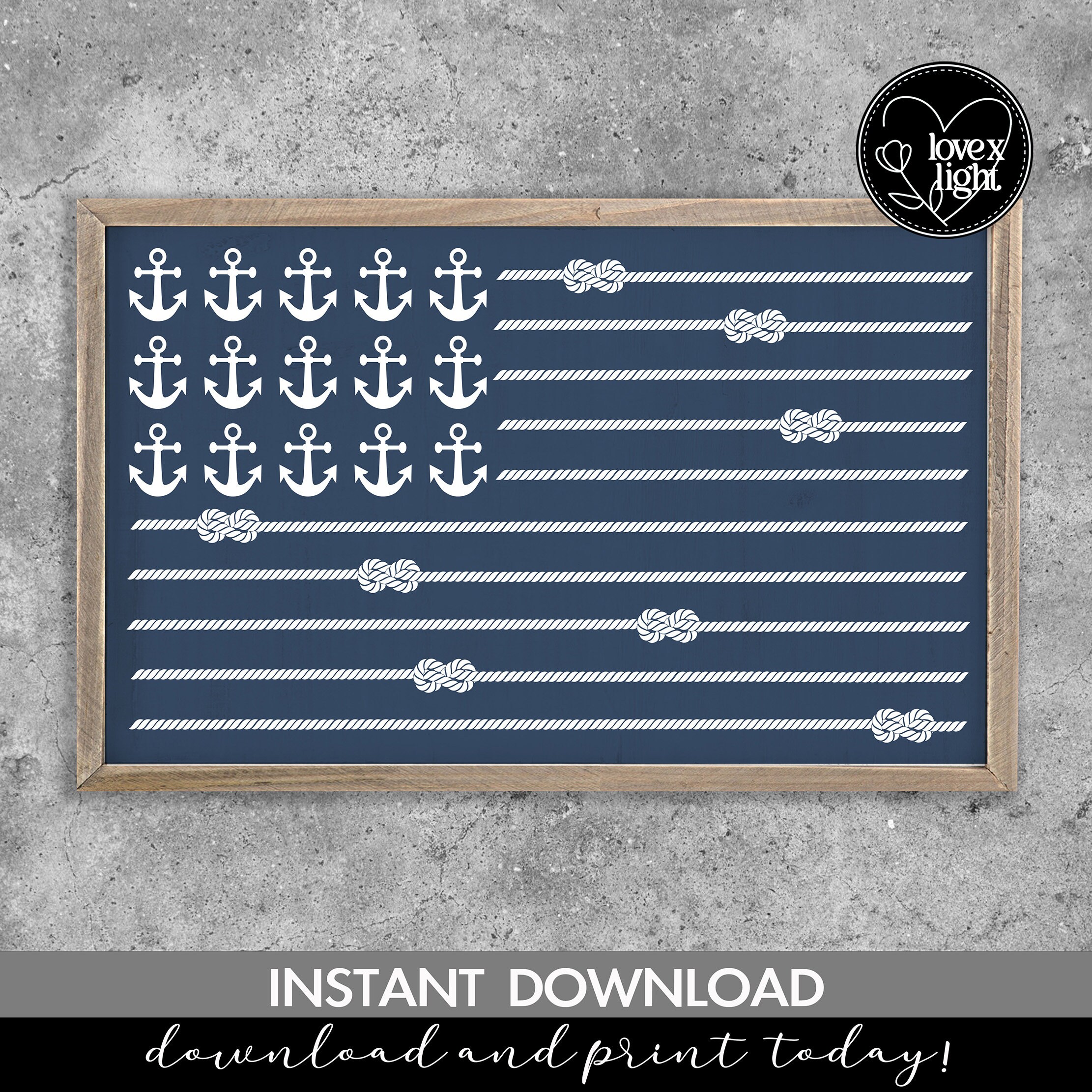 Nautical Anchor American Flag Rope Country Farmhouse Wall Sign, Svg ...
