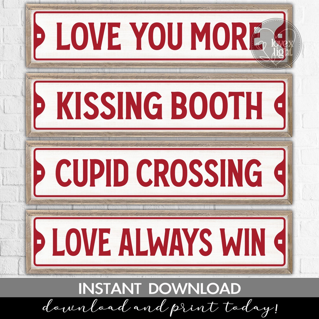 Retro Industrial Valentine Kissing Booth Cupid Love You More Wins Sign ...