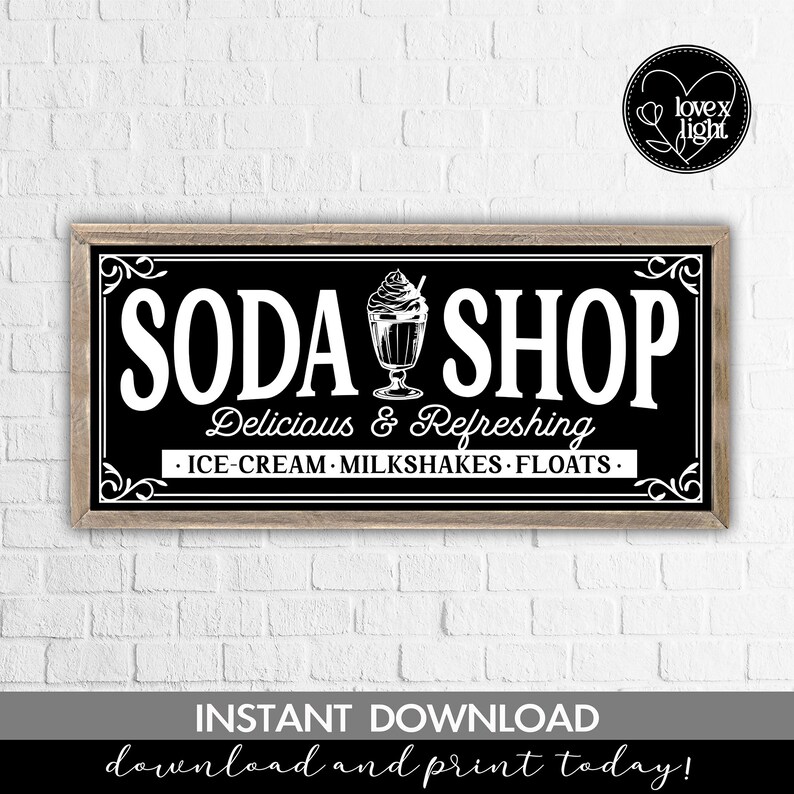 Kitchen Soda Shop Ice-cream Milkshakes Floats Vintage Reto Wall Sign ...