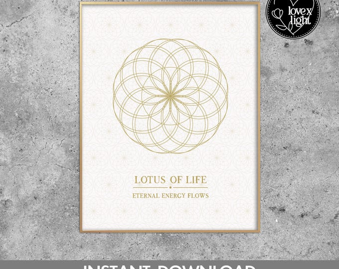 5D Sacred Geometry Lotus Flower of Life Yoga Poster Wall Art Divine ...