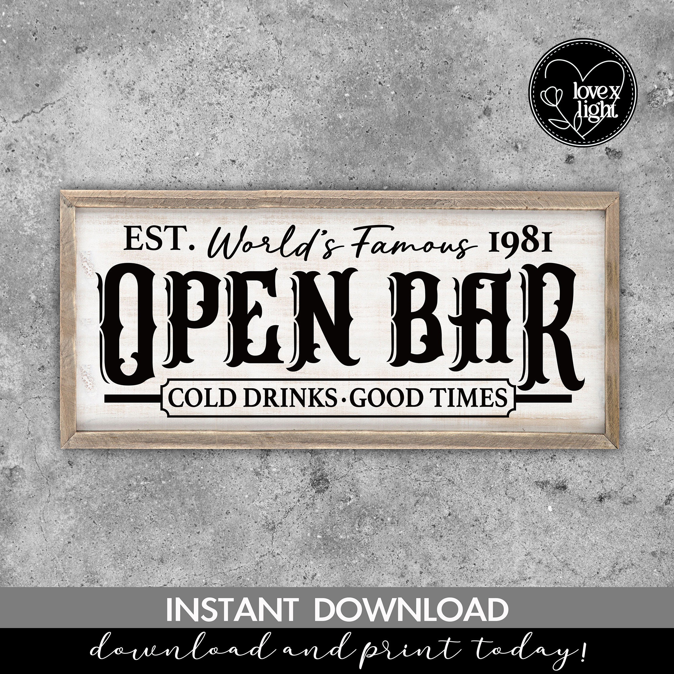 Vintage Open Bar Good Times Cold Drinks Country Farmhouse Wall Sign ...