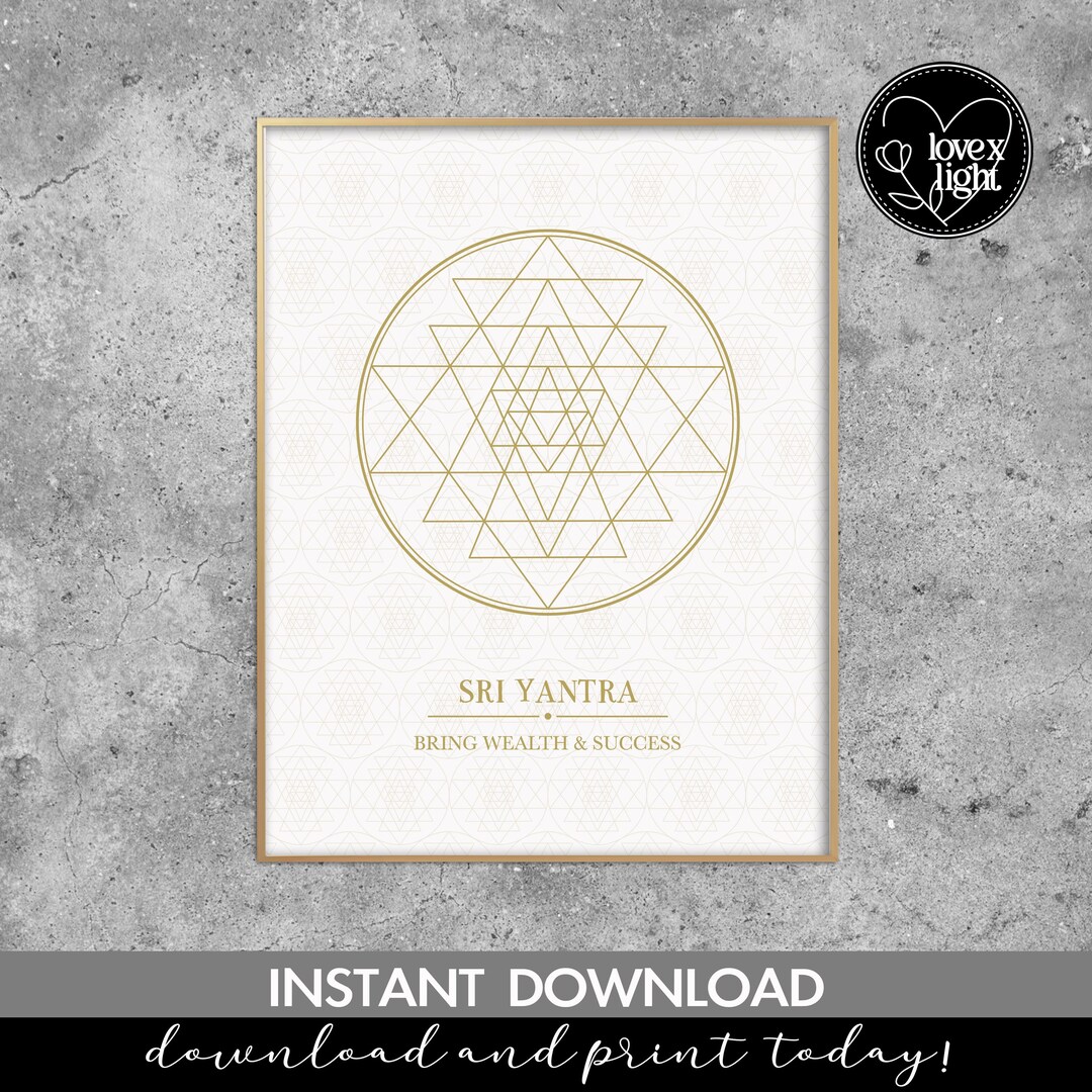 Sacred Geometry Sri Yantra Yoga Poster Wall Art Attach Money Wreath ...