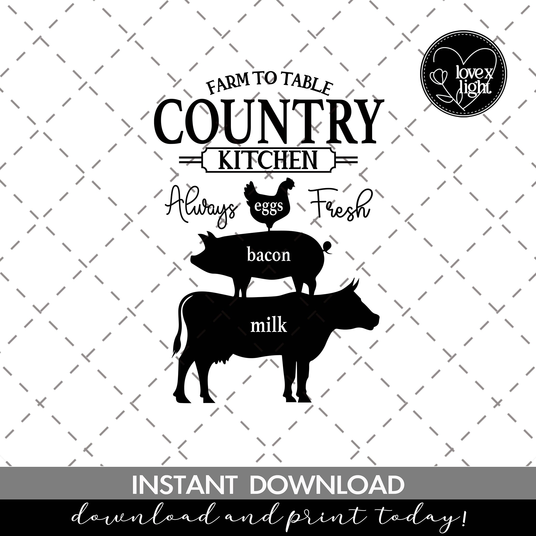 Retro Cow Egg Farmhouse Farm to Table Kitchen Sign Country Wall Sign ...