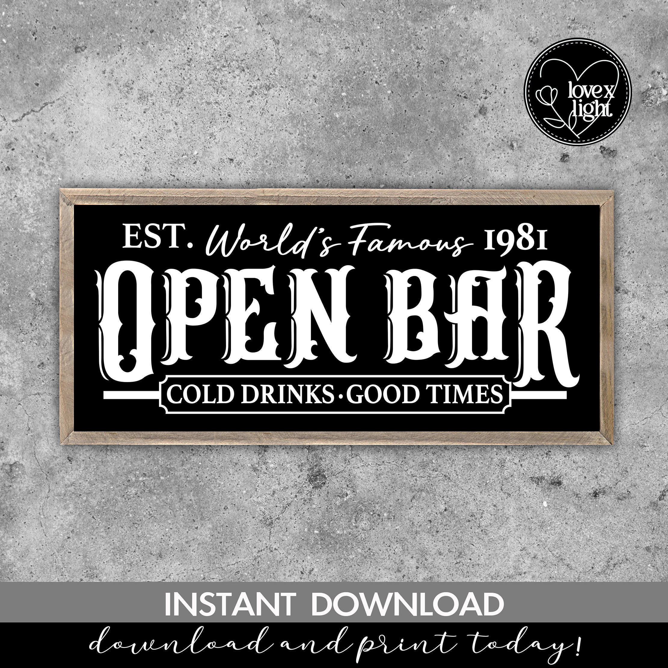 Vintage Open Bar Good Times Cold Drinks Country Farmhouse Wall Sign ...