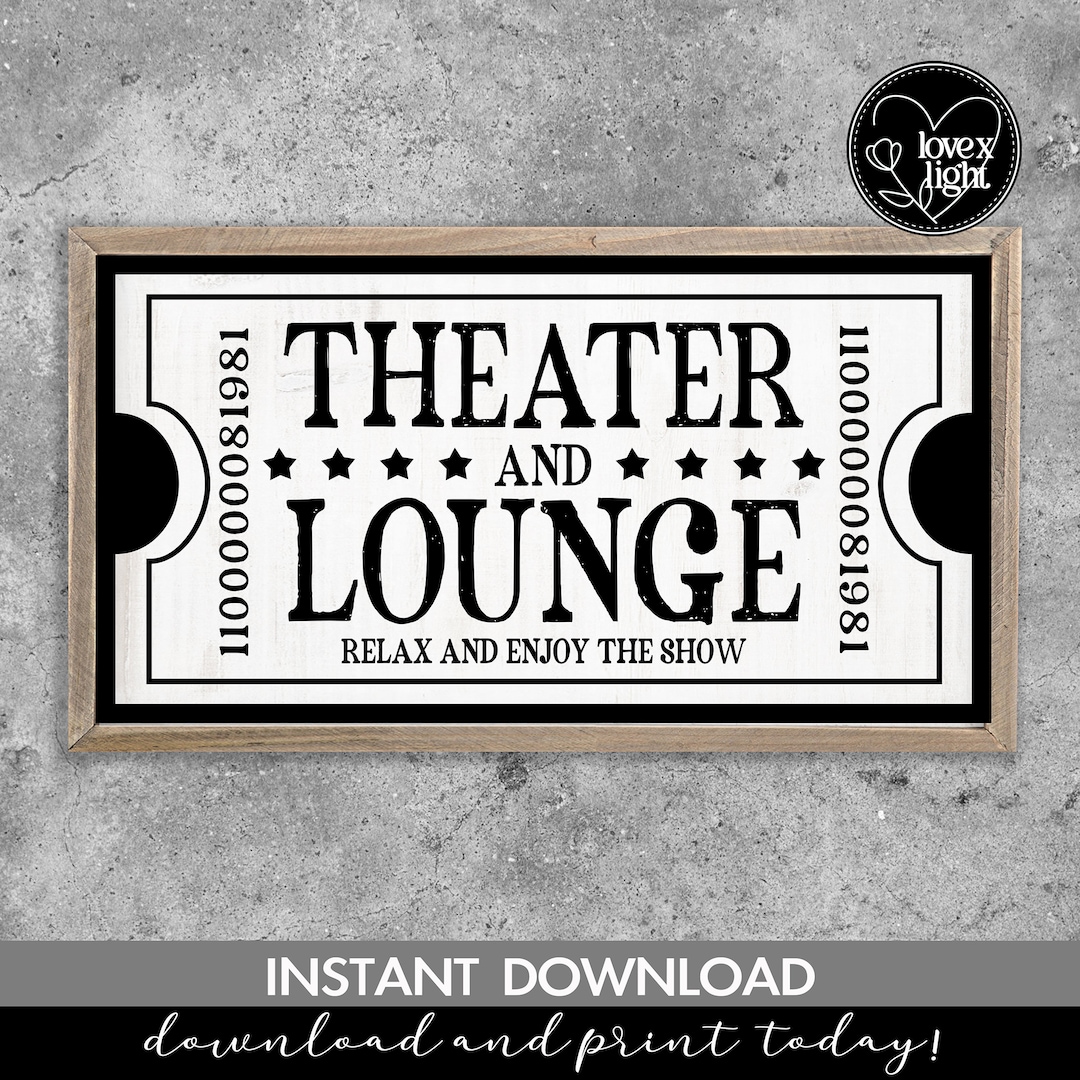 Farmhouse Retro Theater Lounge Relax Enjoy Show Film Cinema Wall Sign ...