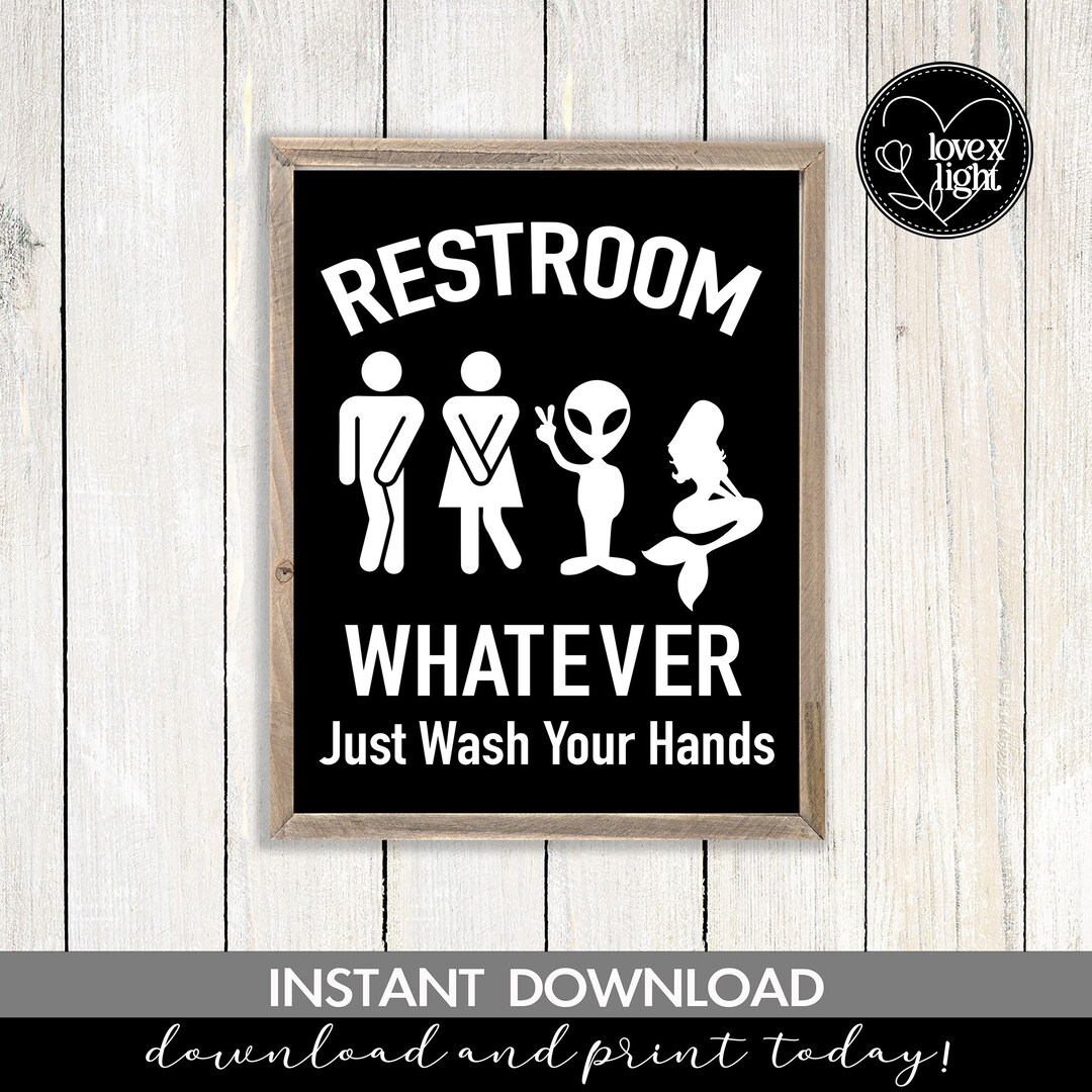 Restroom Whatever Just Wash Your Hand Humor Toilet Wall Sign, Svg, Eps ...