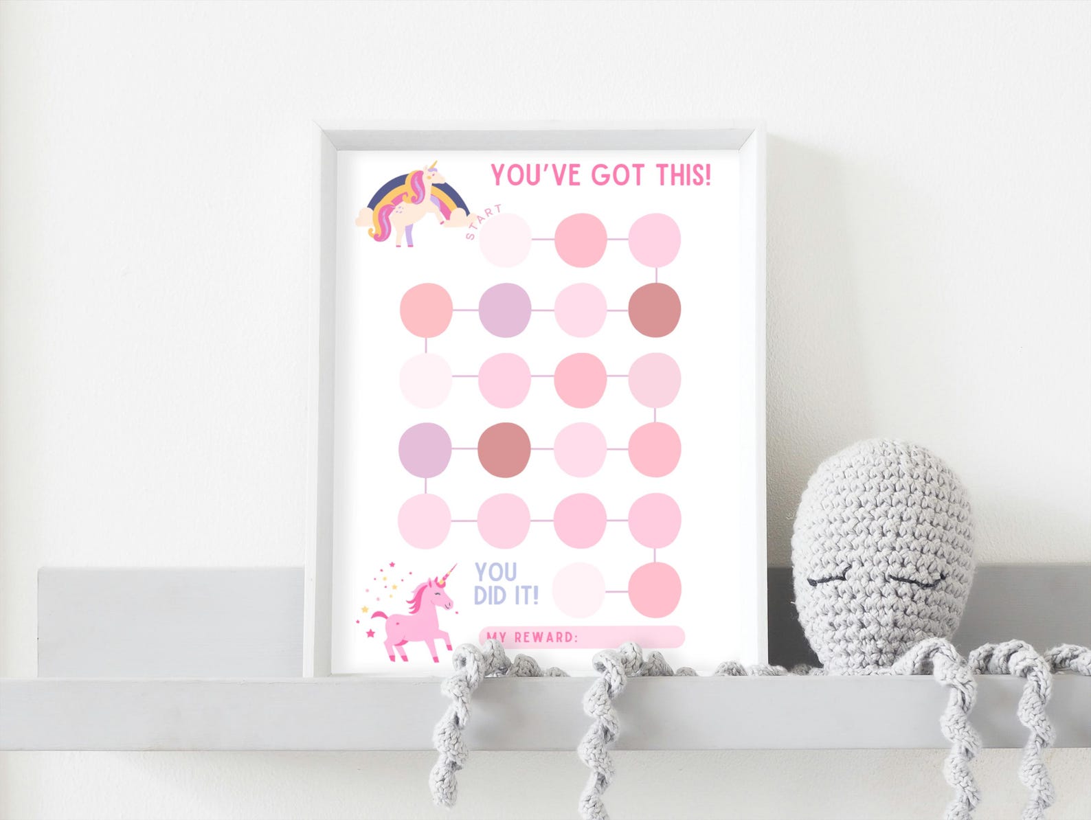 Kids Pink Unicorn Sticker Reward Chart Potty Training, Chores ...