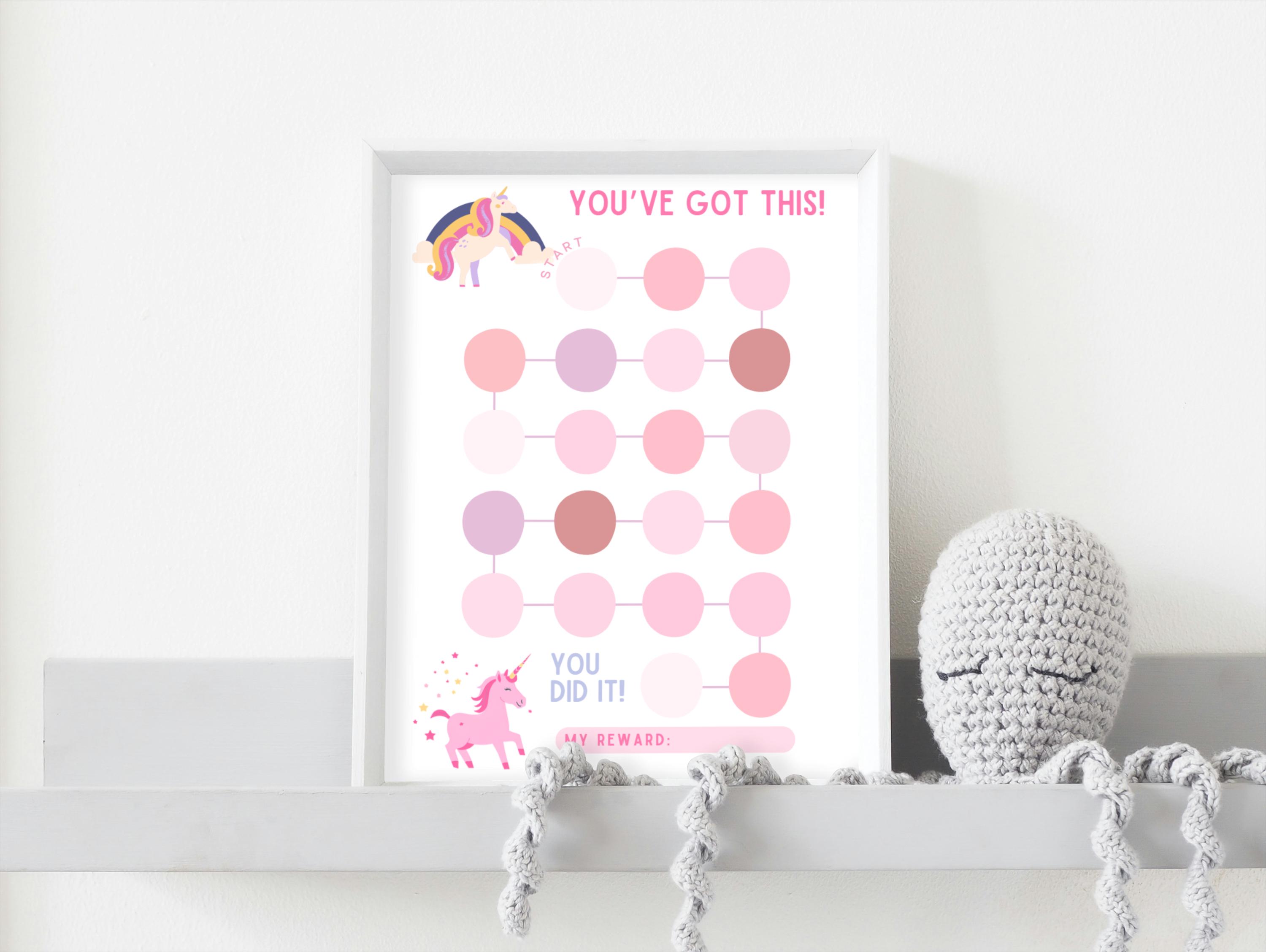 Kids Pink Unicorn Sticker Reward Chart Potty Training, Chores ...