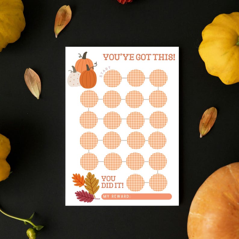 Kids Fall Printable Reward Sticker Chart Potty Training Kids Behavior ...