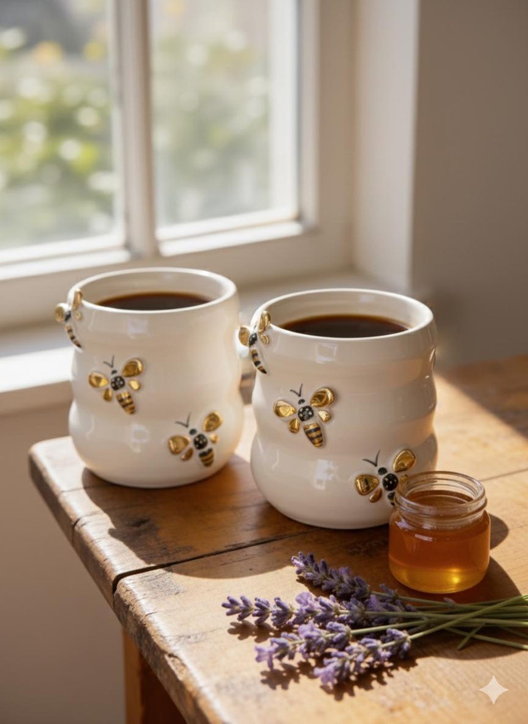 Personalized Mugs (set of 2) With Bee Figures, Handleless Mug, Ceramic ...