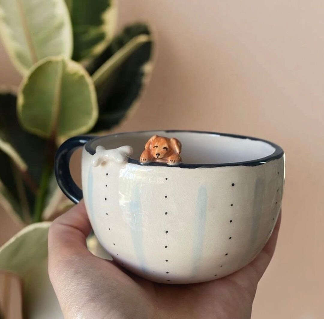 Custom Pet Cute Cappucino Mug Birthday Gift Dog Figure Cute Dog Coffee ...