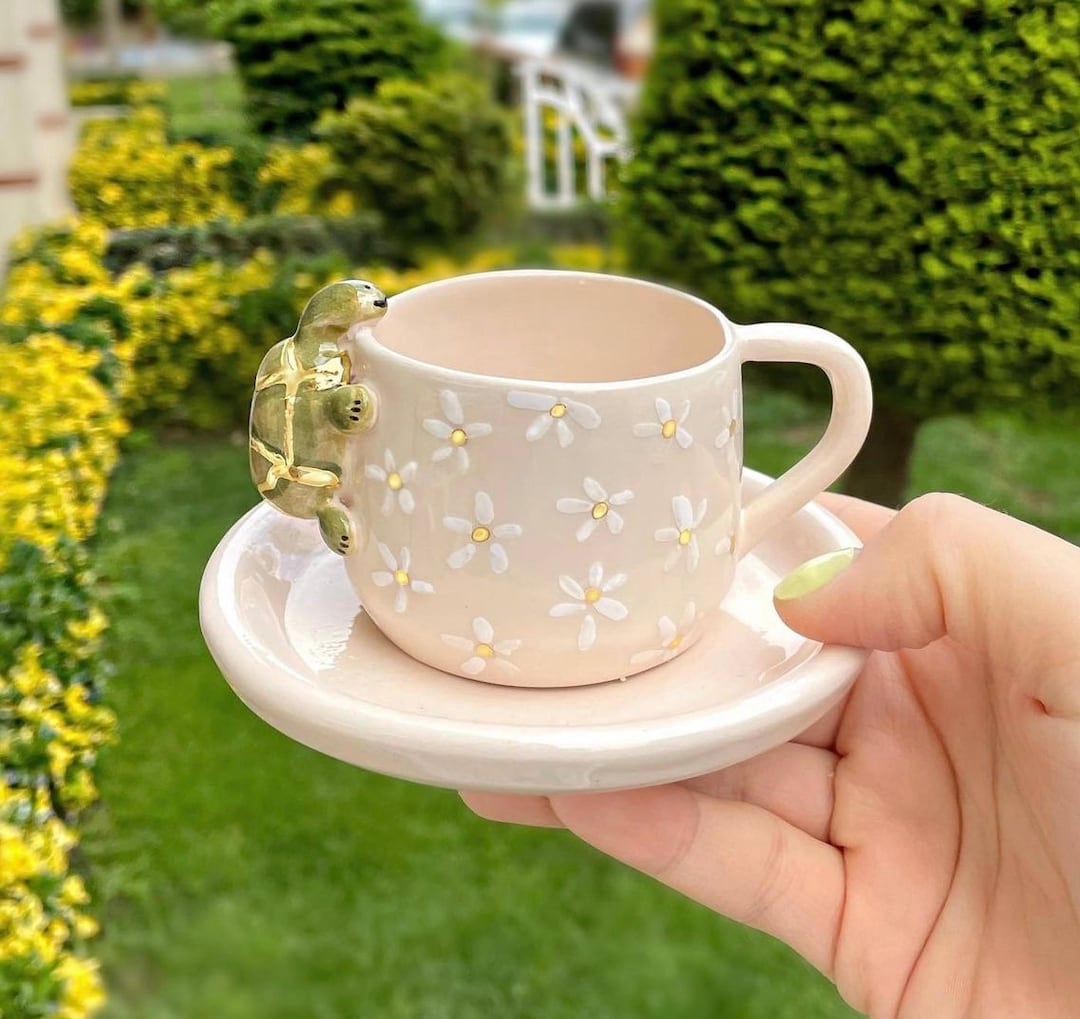 Customizable Handmade Turtle Figured Cup Cute Animal Custom Espresso ...