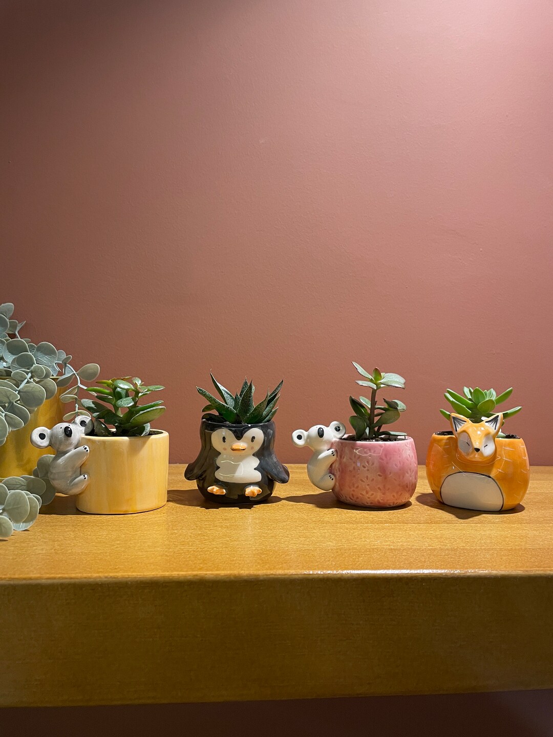 Set of 4 Ceramic Animal Succulent Pots - Handmade Decorative Pots ...