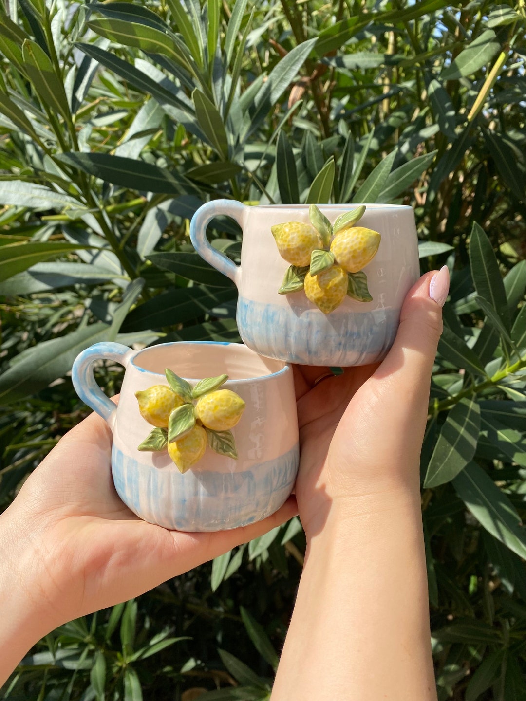 Set of Two Lemon Mugs - Couple Coffee Mugs - Custom Mug Gift - Handmade ...