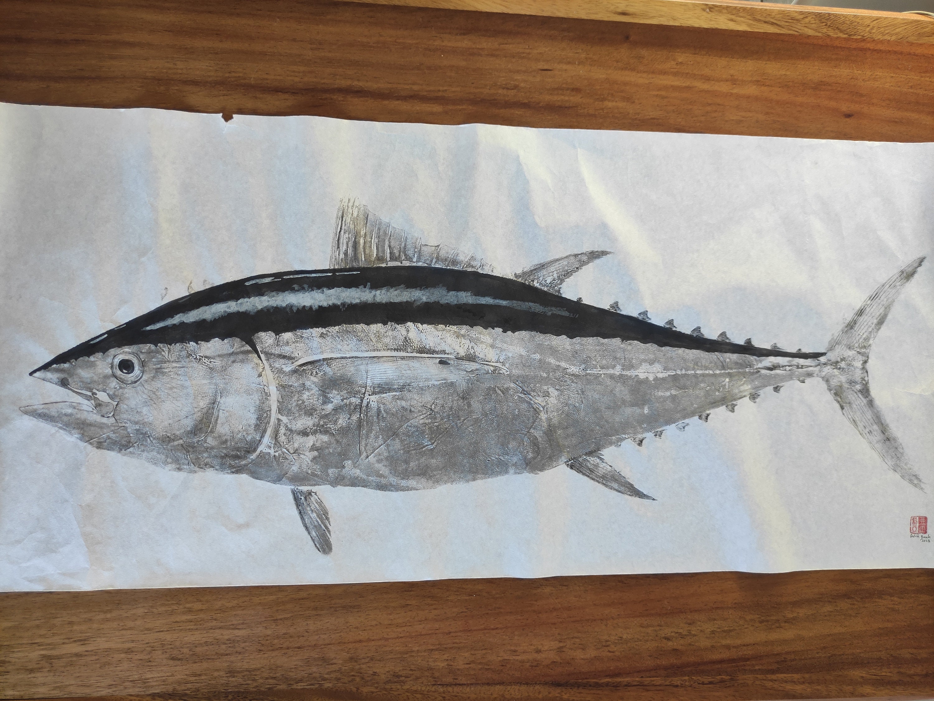 Yellowfin Tuna B&W, Thunnus Albacares Gyotaku Print - by Adrià Bosch - Etsy