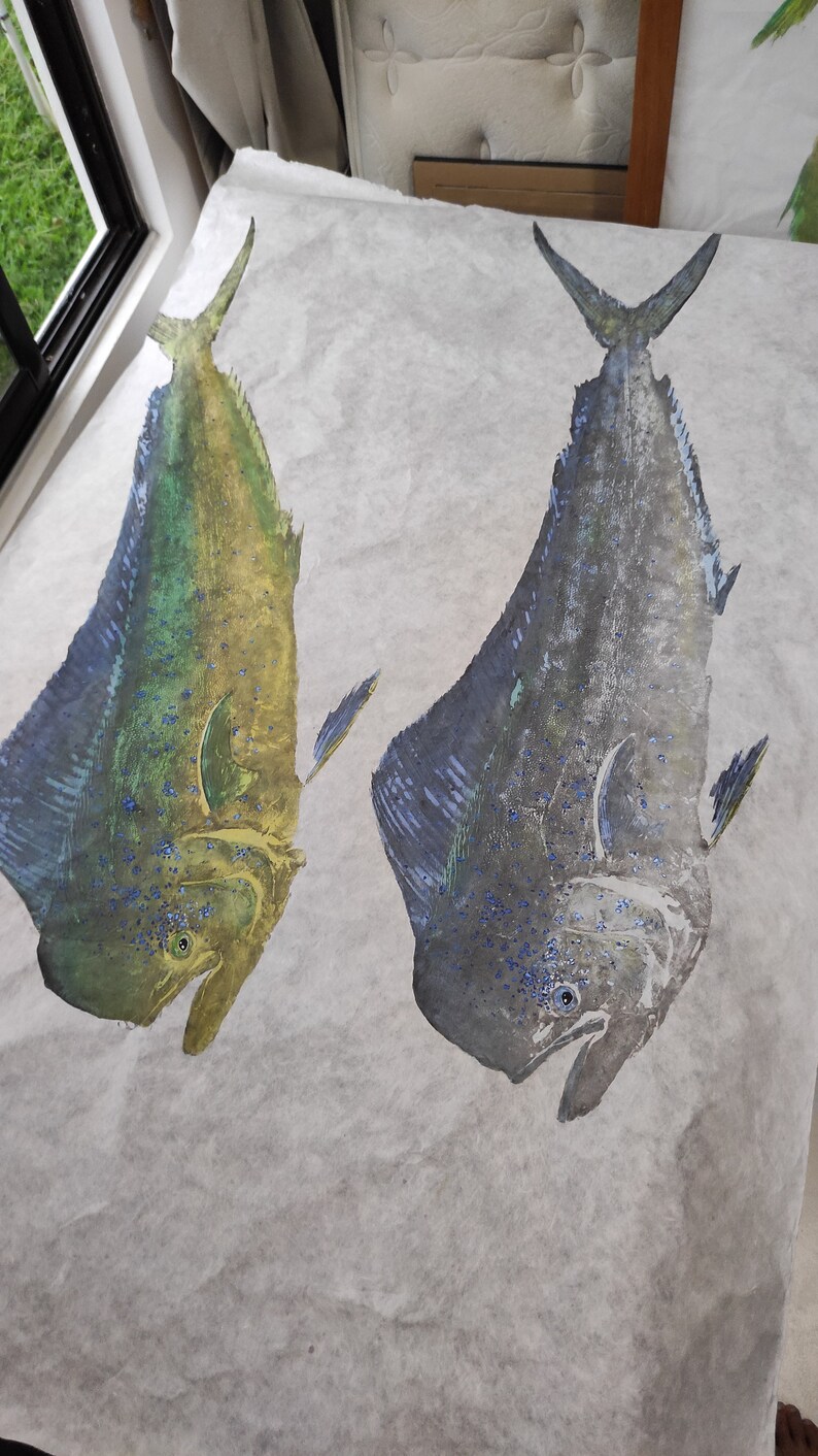 Doble Yellow and Blue Mahi Mahi Gyotaku De Adrià Bosch - Etsy