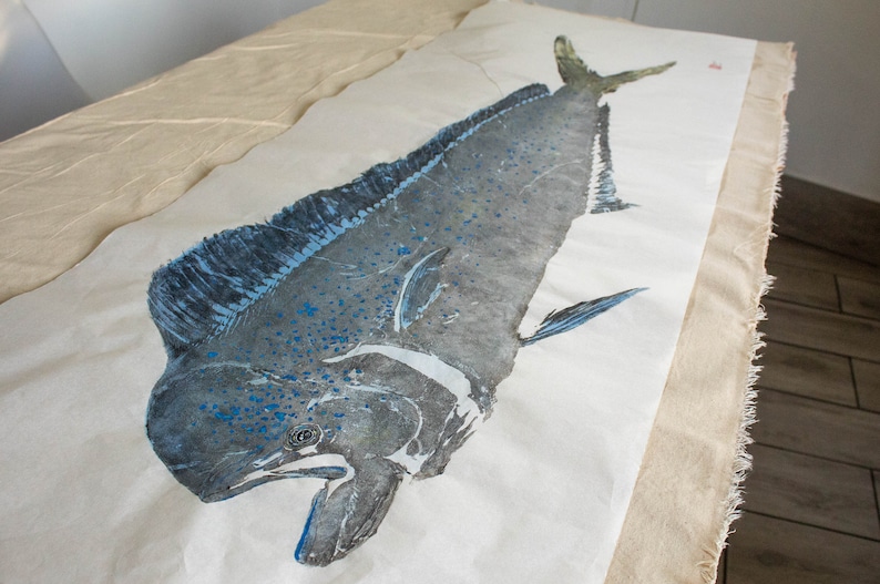 Blue Mahi Mahi Gyotaku Print - Coryphaena Hippurus by Adrià Bosch - Etsy