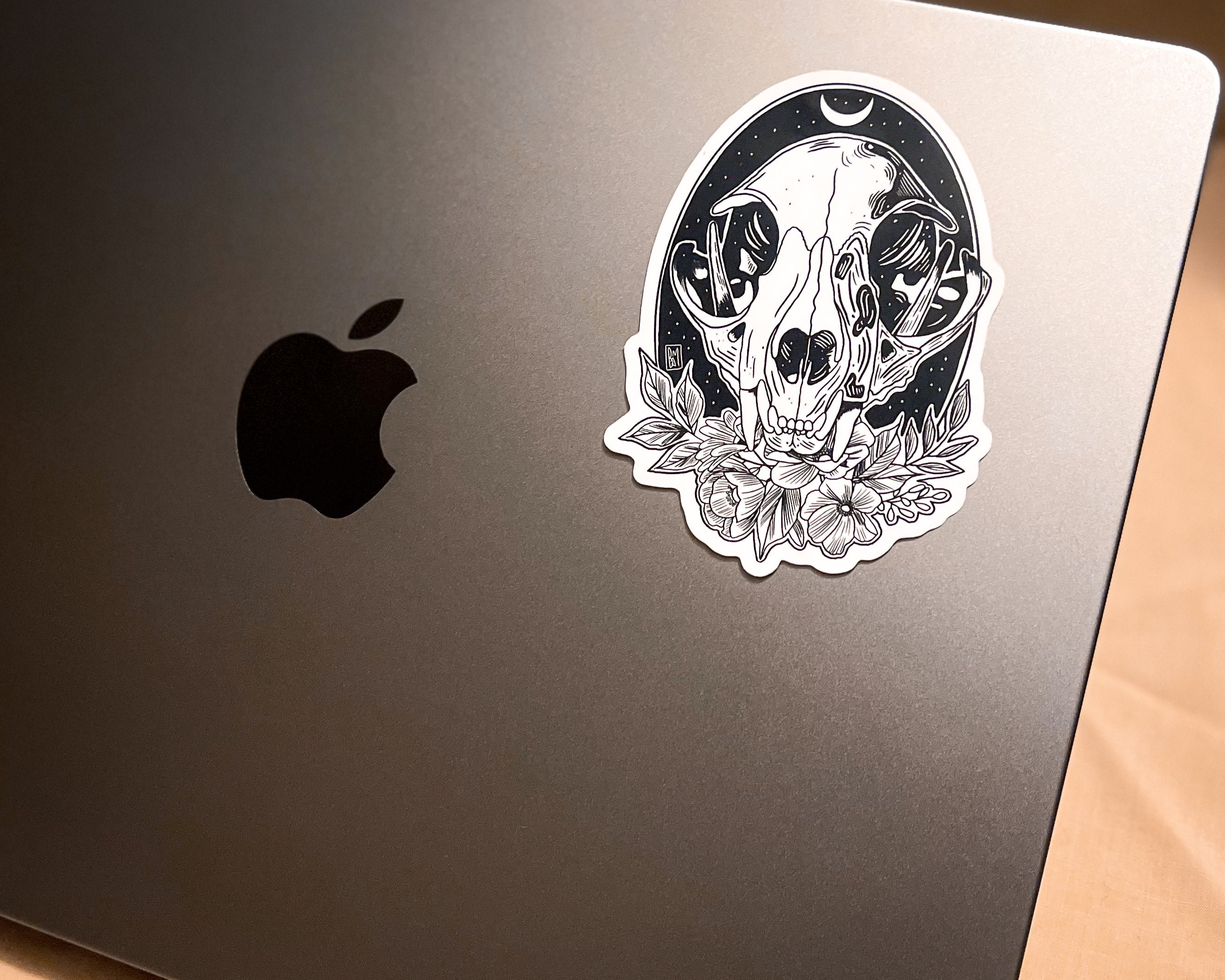 Cat Skull Vinyl Sticker Animal Skull Sticker, Cat Skull Sticker, Skull ...