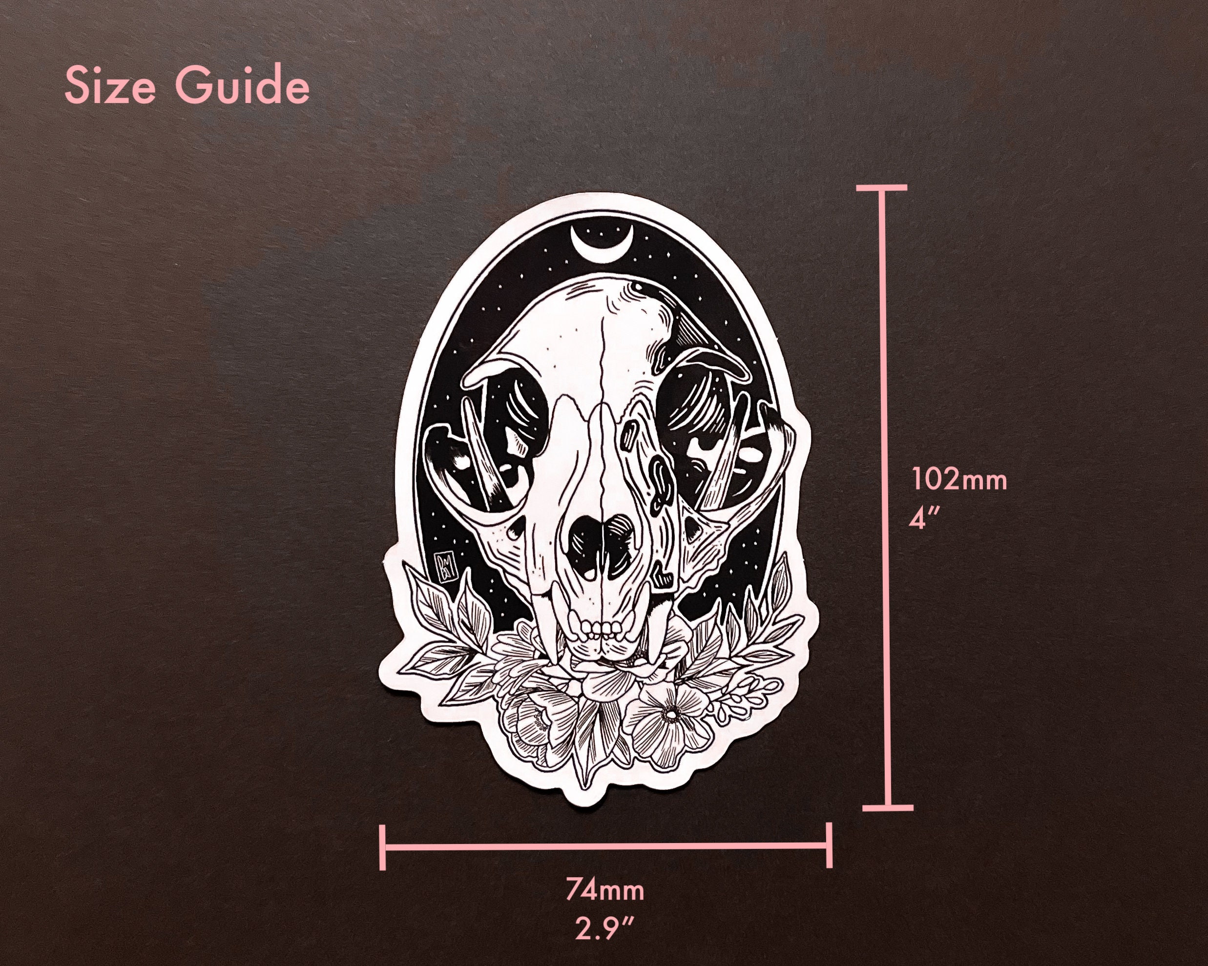 Cat Skull Vinyl Sticker Animal Skull Sticker, Cat Skull Sticker, Skull ...