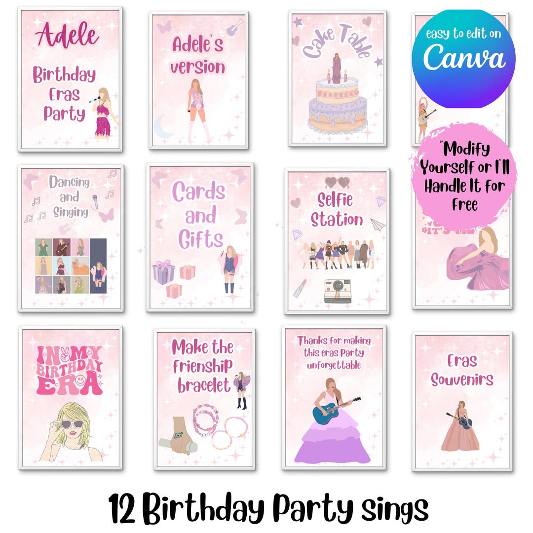 Taylor Party Sign Swift Favors Bundle Birthday Swift Printable Taylor ...