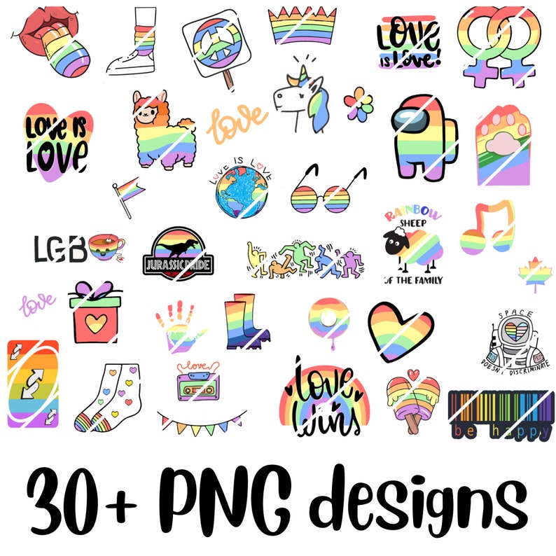 Bundle PNG LGBT Icons Rainbow Images PNG Pride Bundle Instant Download ...