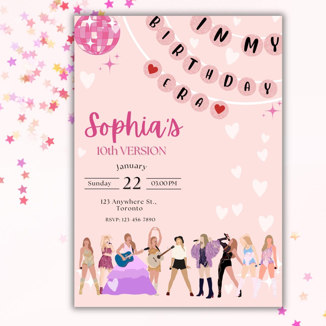 Eras Party Invitation Tay Birthday Printable Invitation Eras Download ...