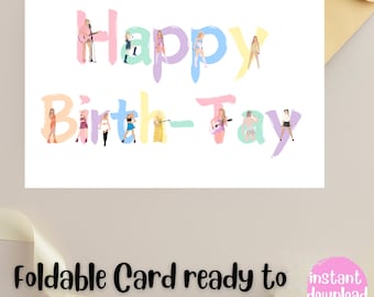 Taylor Swift Printable Birthday Day Card-happy Birth-tay! - Etsy