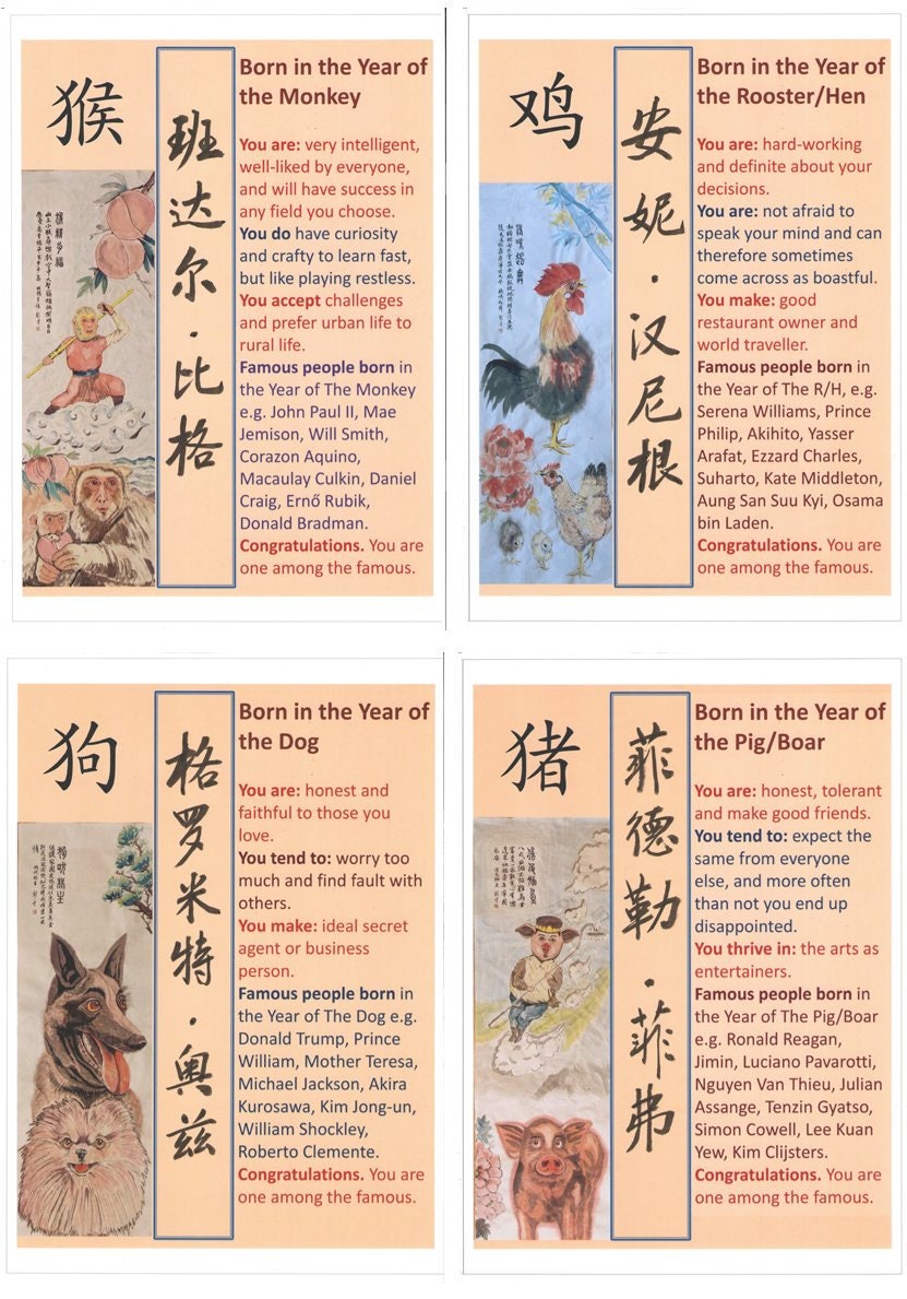 Your Chinese Zodiac & Hand-written Name, Fine Painting, Poem, Astrology ...