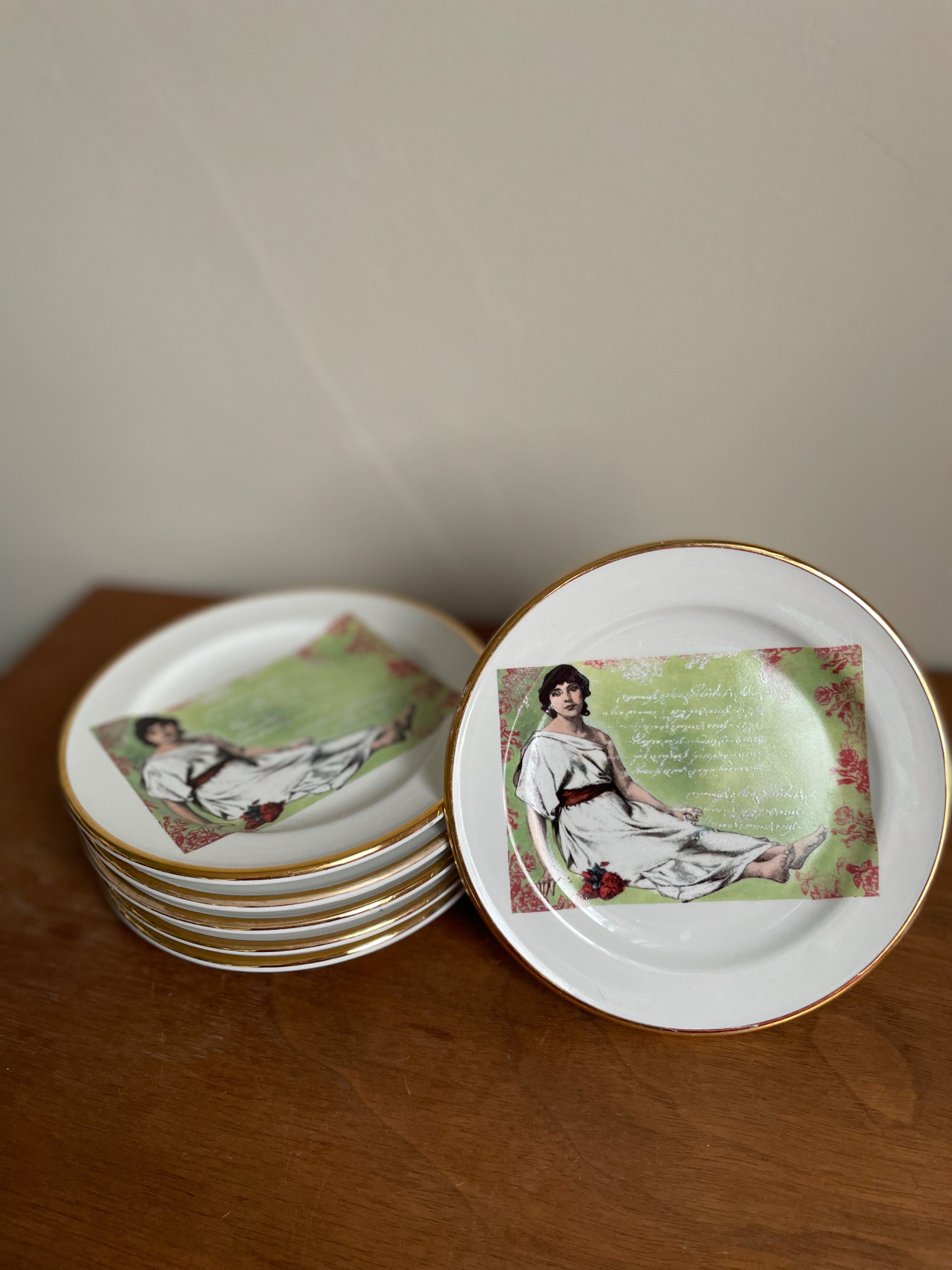 Vintage Set of 6 Rosanna 6 Porcelain Appetizer or Dessert Plates Unique ...