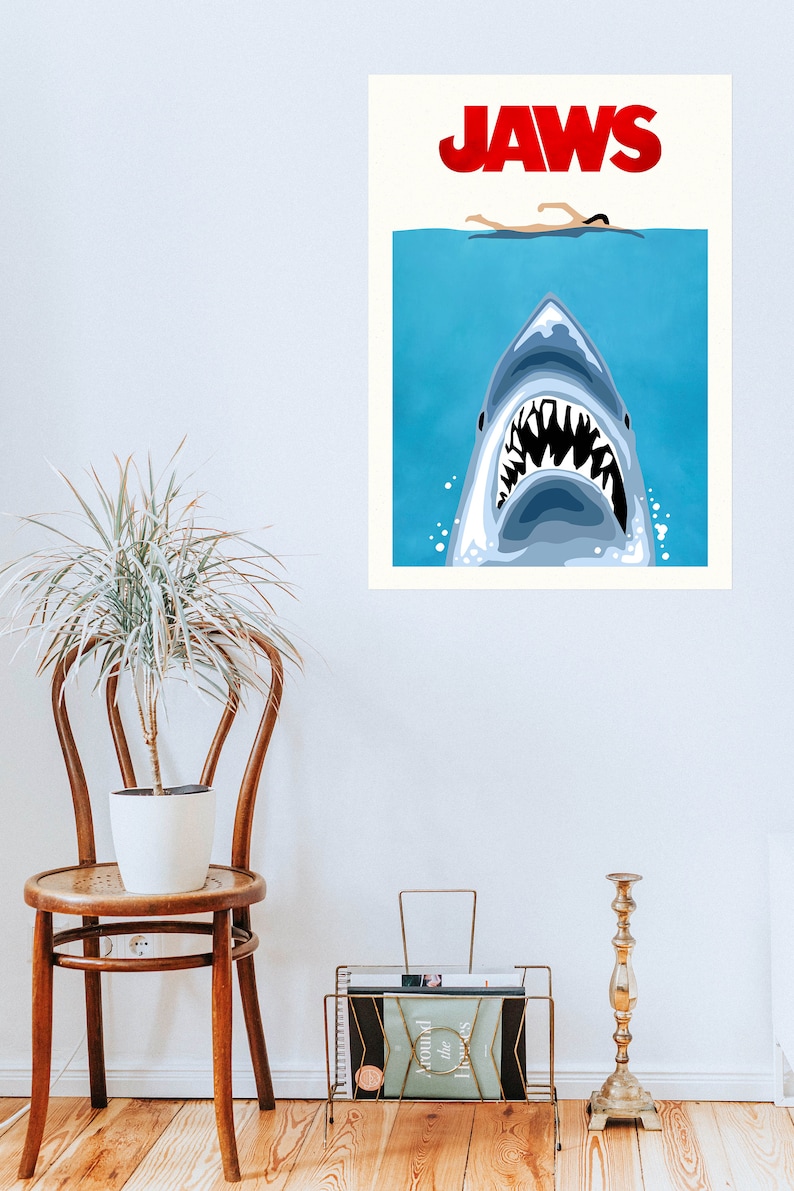 Jaws Minimalist Movie Poster, Digital Download Wall Art, Printable Wall ...