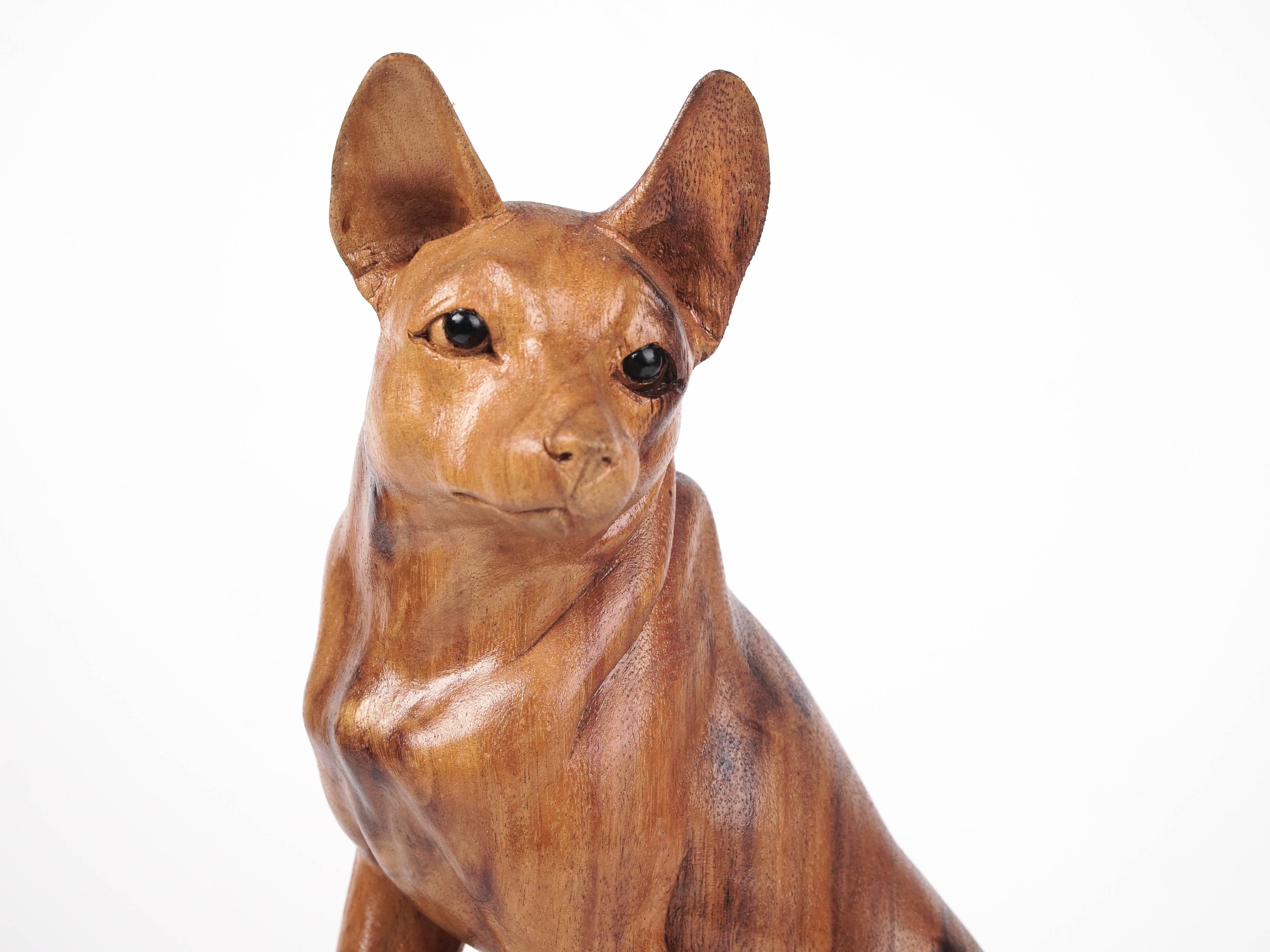 Wooden Dog Sculpture 11.8 Inch 30 Cm Dog Statue - Etsy