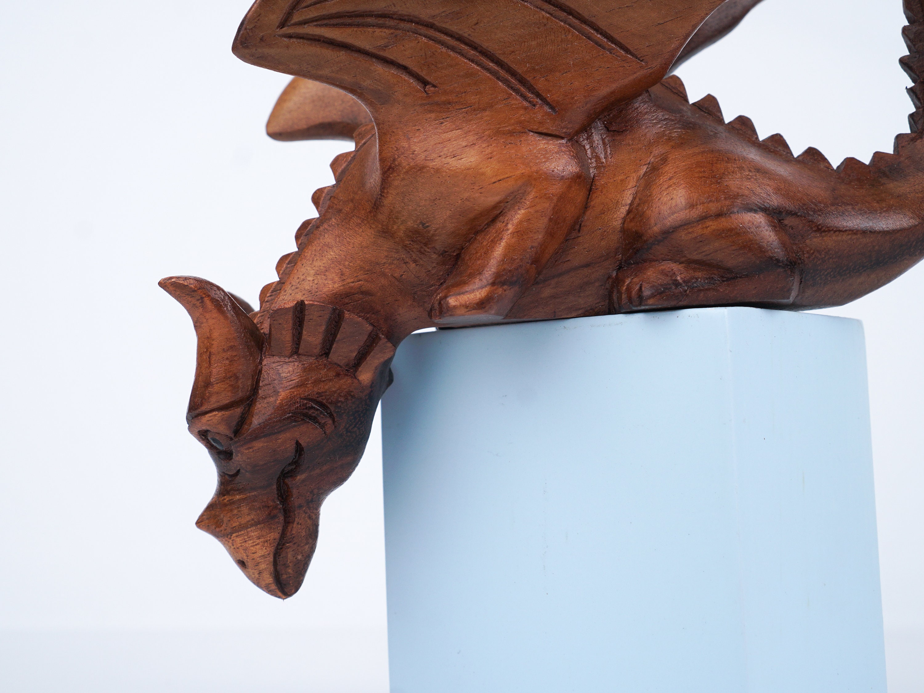 Wooden Dragon Sculpture, Wood Carving, Handmade, Hand Carved, Miniature ...