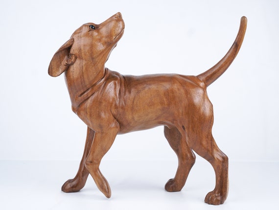 Wooden Dog Sculpture 11.8 Inch / 30 Cm Dog Statue Dog - Etsy