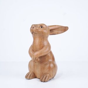 Wooden Rabbit Sculpture, Wood Carving, Handmade, Hand Carved ...