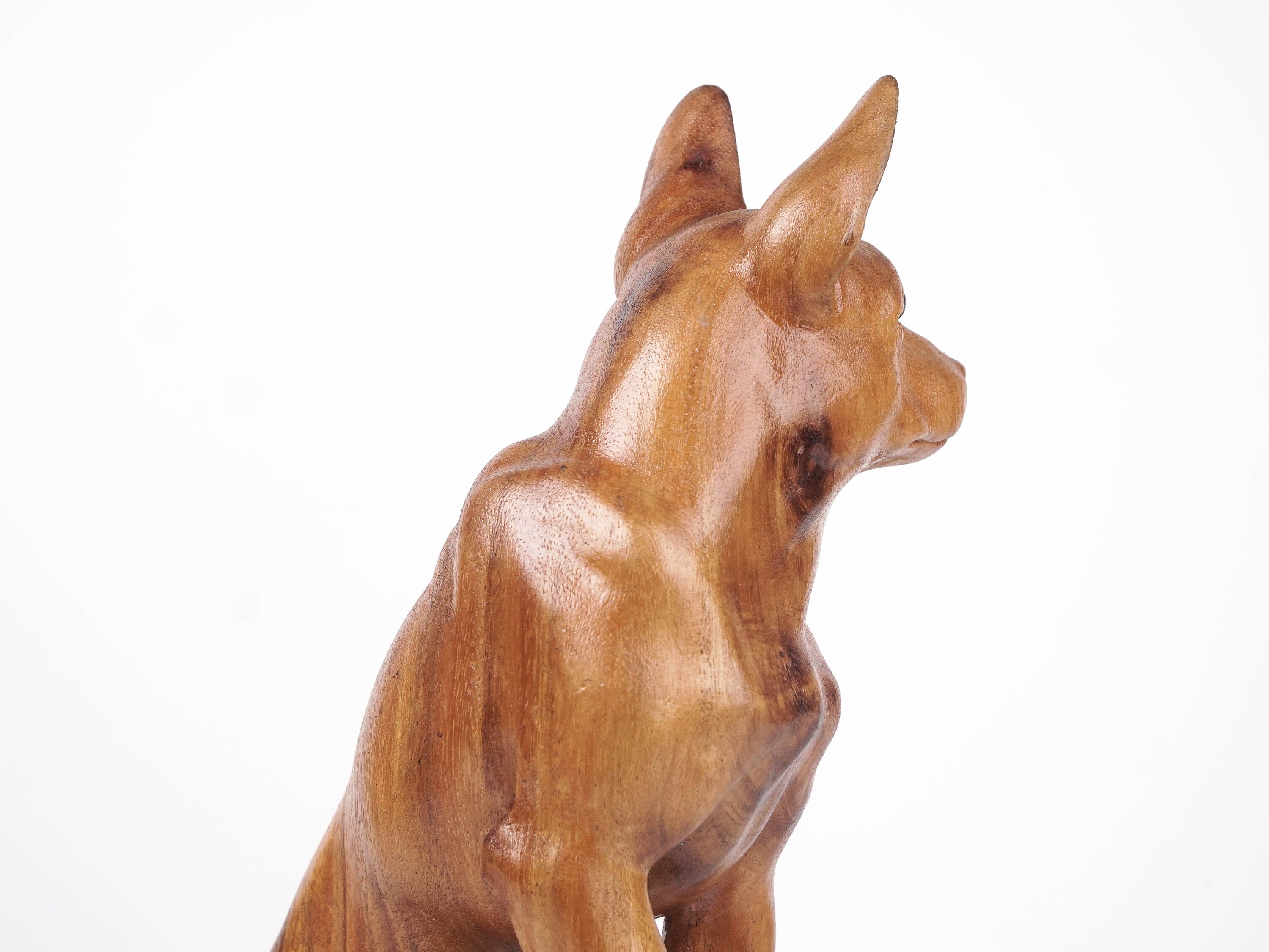 Wooden Dog Sculpture 11.8 Inch 30 Cm Dog Statue - Etsy
