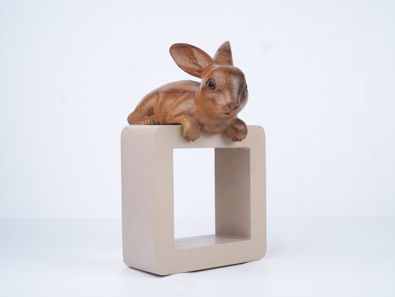 Wooden Rabbit Sculpture, Wood Statue, Rabbit Lover, Animal Statue ...