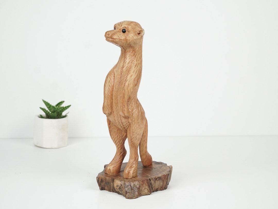The Meerkat Wooden Statue 7.8" Inch - 20 Cm, Meerkat Figure, Southern ...