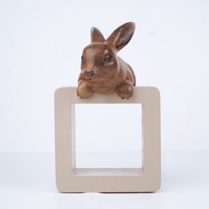 Wooden Rabbit Sculpture, Wood Statue, Rabbit Lover, Animal Statue ...